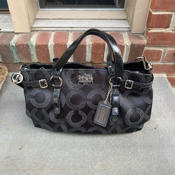 Coach | Bags | Coach Madison Op Art Black Dotted Shoulder Bag K7616366 ...